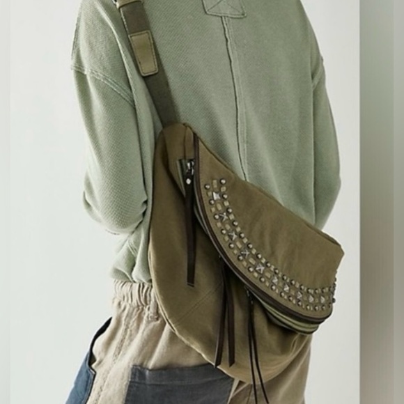 Free People | Bags | Free People At Ease Embellished Sling Bag Green ...